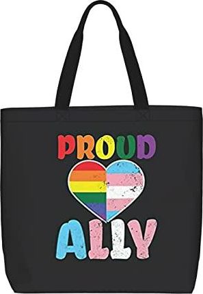 Generic Sac De Courses Mois Des Fiert&eacute;s Lgbtq+ Alli&eacute;(E) Fourre Tout Personnaliser Avec Poign&eacute;es Sacs En Toile Pour Femmes, Pour &Eacute;cole, Burea, Voyage, Tous Les