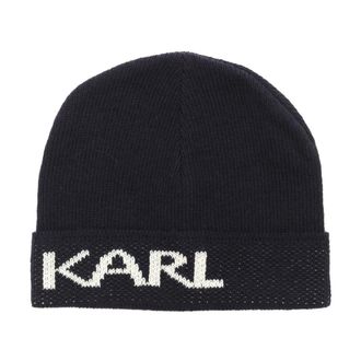 Karl Lagerfeld Logo Inlay Beanie - - Accessories - Herren - Blau - M