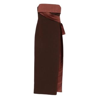 Roland Mouret Tr&auml;gerloses Maxikleid mit Bindedetail - - Dresses - Damen - Braun - L