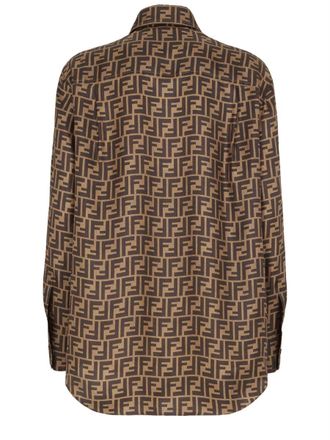 Fendi Silk FF Logo Shirt - Brown