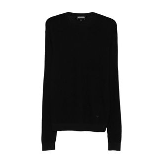 Emporio Armani Schwarzer Wollpullover Lange &Auml;rmel - - Knitwear - Herren - Schwarzk - L