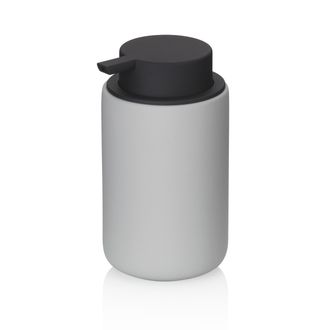 KELA Seifenspender 300 ml SANA, Seifenspender grau Keramik, rutschfeste Oberfläche, Pumpflasche, Spülmittelspender, matt