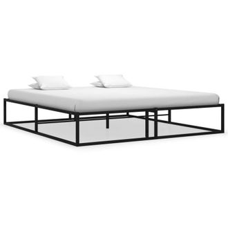 vidaXL Vidaxl - Cadre de lit en m&eacute;tal noir 160x200 cm - Structure robuste avec sommier &agrave; lattes - Hauteur 32,5 cm - Assemblage requis
