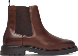 Tommy Hilfiger Klassische Stiefeletten Tommy Hilfiger Corporate Casual Lth Chelsea FM0FM05966 Braun