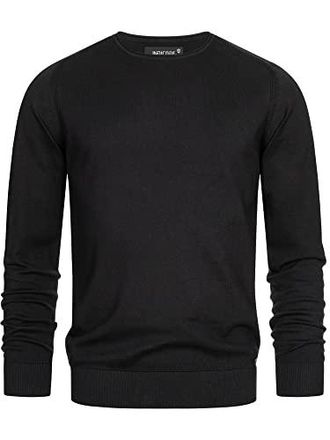 Indicode Hommes Gamal Knit Sweater | Pull tricoté 80% Coton Black M