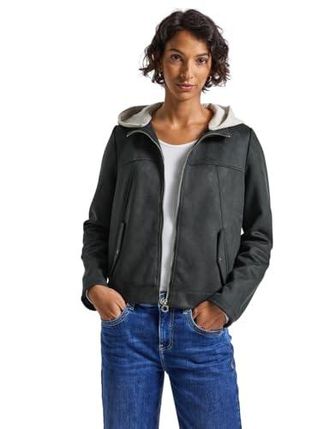 Street One 2116827 Veste en Velours avec Capuche, Vert Clair, 44 Femmes