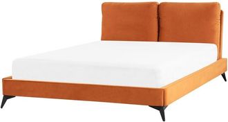Beliani Beliani - Lit Double 160 x 200 cm en Velours Orange et Bois pour Tout Type de Matelas Melle
