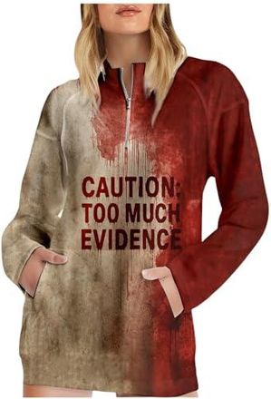 Generic 2026 Vestes dHalloween pour femmes, pull pour hommes, t-shirt imprim&eacute; probl&egrave;me r&eacute;solu, col montant, manches longues, sweatshirts hauts, multicolore, S