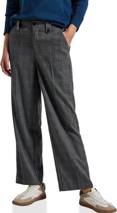 Street One Damen 3716757 Karierte Straight Leg Hose, Black, 38 W/30 L