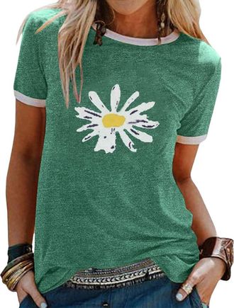 Dresswel Damen Let It Be T Shirt Gänseblümchen Grafik Druck T-Shirt Kurzarm Rundhalsausschnitt Tee Shirts Oberteile Sommer Tops