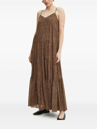 Michael Michael Kors robe imprim&eacute;e &agrave; volants superpos&eacute;s - Marron
