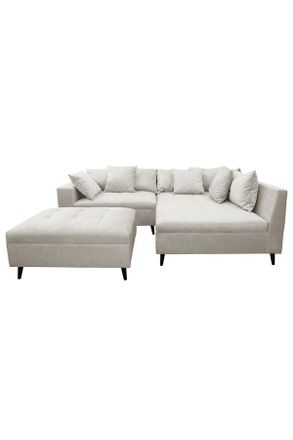 MID.YOU Mid.you Ecksofa, Hellgrau, Textil, Birke, 3-Sitzer, F&uuml;llung: Schaumstoffflocken,Schaumstoffflocken, Ottomane rechts, L-Form, 247x174 cm, Made in EU, R
