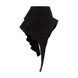 MUGLER Asymmetrischer Minirock mit R&uuml;schen - - Skirts - Damen - Schwarzk - S