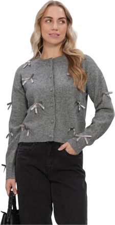Y.A.S Yasfrilo LS Schleifen-Strickjacke - - Knitwear - Damen - Grau - S