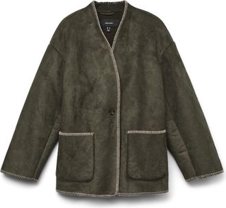 Vero Moda Damen Vmliva Jacket Kurzjacke, Peat/Detail:Oatmeal Detail, XL