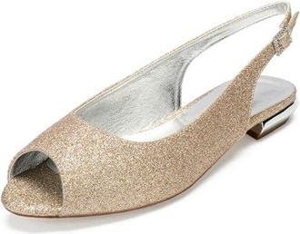 Generic Chaussures De Mariage Femmes Dété Plates Sandales Mariée Slingbacks Plates Bureau Travail Soir Sandale 1.8Cm,Champagne,37 EU