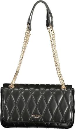 Twinset Femme, Sacs, Noir, Taille: ONE Size Sac bandouli&egrave;re &agrave; rabat matelass&eacute; avec cha&icirc;ne dor&eacute;e