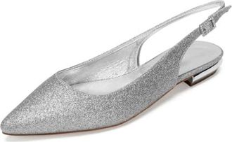 Generic Chaussures De Mariage Femmes Bout Pointu Mariée Plates Eté Plate Mariage Soirée Chaussures Ballerines 1.8Cm,Argent,38 EU