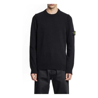 Stone Island Homme, Pulls, Noir, Taille: XL Pull en laine dagneau &agrave; col rond