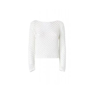 Pinko Pinko, Femme, Pulls, Blanc, Taille: 38 FR Pull &agrave; effet crochet avec sequins