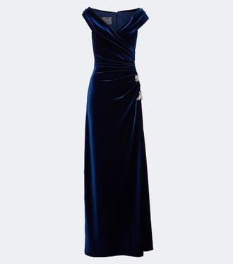 Monique Lhuillier Robe longue en velours &agrave; ornements