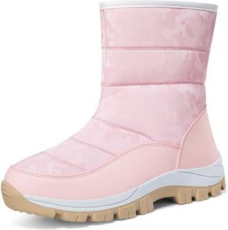 Pangolin Bottes de Neige Femme Apr&egrave;s-Ski Mi-Mollet Chaudes Doubl&eacute;es - Tige D&eacute;perlante Anti-Froid - Semelle Antid&eacute;rapante Crant&eacute;e - Chaussures dHiver Confortabl