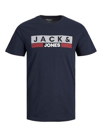 Jack & Jones T-Shirt Homme avec Logo, Grande Taille, col Rond, Manches Courtes, Tee-Shirt Oversize JJECORP, Couleurs:Bleu-fonc&eacute;-2, Size:3XL