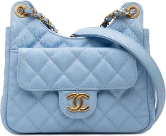 Chanel Hobo Bags - Small Quitled Caviar Wavy CC Hobo - Gr. unisize - in Blau - f&uuml;r Damen