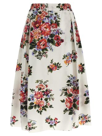 Dolce & Gabbana Womens White Cotton Midi Skirt