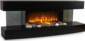 Chemin'Arte Elektrokamin - Wandkamin Elektrisch 120x46zm - Lounge mit heizung 2000W - Schwarz - Kamin deko - mit Fernbedienung - LED-Flammeneffekt