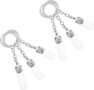 Valiclud 6 Stück Teiliges Leere Parfümflaschen Schlüsselanhänger aus Klarem Glas Kleine Tragbare Fläschchen als Dekorativer Anhänger für Ätherische Öle und Wel