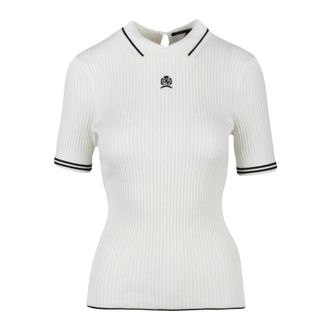 Tommy Hilfiger T-Shirt in gerippter Strickware - - Tops - Damen - Wei&szlig; - XS