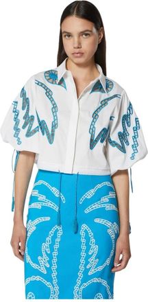 Silvian Heach Femme, Blouses et Chemises, Blanc, Taille: 42 FR Chemise Courte en Coton avec Broderie Anglaise