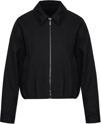 Michael Kors Femme, Vestes, Noir, Taille: 42 FR Veste Bomber Crois&eacute;e en Twill M&eacute;lange de Laine Stretch