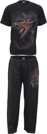 Spiral Breaking Out M&auml;nner Schlafanzug schwarz XXL 100% Baumwolle Drachen, Geschenke, Rockwear