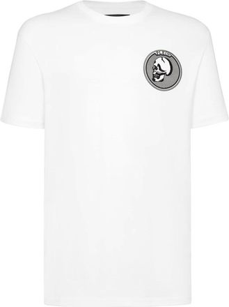 Philipp Plein Homme, Tops, Blanc, Taille: XL T-Shirt Col Rond SS Skull