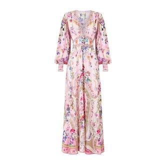 Camilla Palatial Pastels Kleid mit geformtem Bund und gerafften &Auml;rmeln - - Dresses - Damen - Mehrfarbig - XS