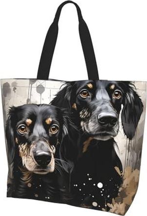 Generic Teckel Noir Sac Fourre-Tout L&eacute;ger Tote Bag Grand Sac A Main Femmes Pour Shopping Gym Travail