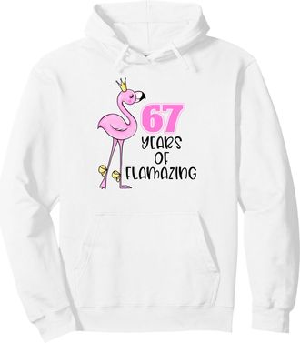 BDAZ 67 Years of Flamazing Flamingo Design Beach 67th Birthday Pullover Hoodie