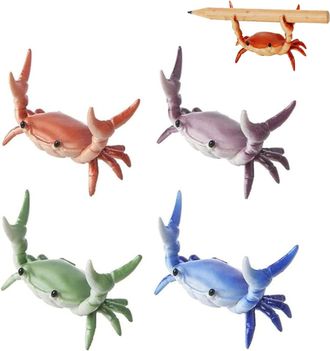 Generic Cute Crab-Shaped Pen Holder, Funny Weightlifting Crabs Shaped Spoon Holders, Realistic Resin Organizer Decorative Sculpture, for Storage Office Desks 