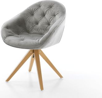 DELIFE Esszimmerstuhl Gaio-Flex Samt Grau Holzgestell kantig Natur, Esszimmerstühle