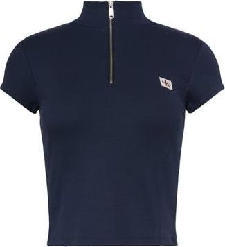 Calvin Klein T-shirt court c&ocirc;tel&eacute; &agrave; zip en coton m&eacute;lang&eacute;