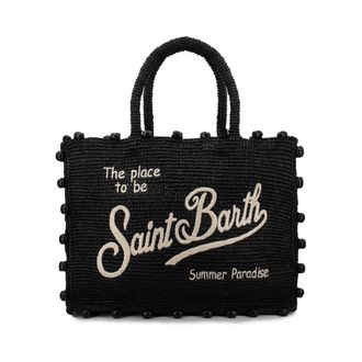 MC2 Saint Barth Femme, Sacs, Noir, Taille: ONE Size Sac fourre-tout en raphia brod&eacute;