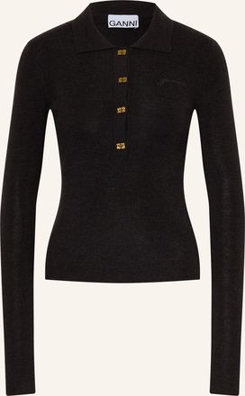Ganni Strick-Poloshirt schwarz