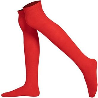 MySocks au-dessus du genou chaussettes unisexe Plaine rouge