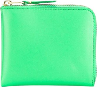 Comme Des Gar&ccedil;ons Homme, Accessoires, Vert, Taille: ONE Size Portefeuille en cuir vert avec d&eacute;tails dor&eacute;s