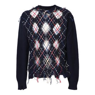Maison Margiela Pullover mit Kontrastn&auml;hten - - Knitwear - Herren - Blau - S