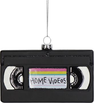 HD Collection Christbaumschmuck 11,5cm Glas - Videokassette Figur zum Aufh&auml;ngen - handbemalt & mit Glitzer - Weihnachtsbaum Anh&auml;nger f&uuml;r Weihnachten - Christbaumanh