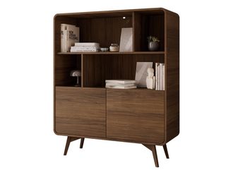 Mirjan24 Standregal Hikavo RG108, B&uuml;cherregal mit 2 T&uuml;ren und 4 F&auml;cher, Griffloses &Ouml;ffnungssystem Push to Open, Regal mit abgerundeten Kanten/Ecken, Schranke (