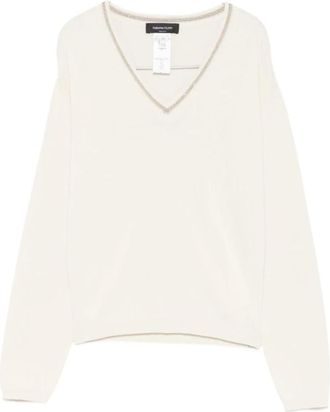 Fabiana Filippi Femme, Pulls, Blanc, Taille: 36 FR Tricots &agrave; Col V